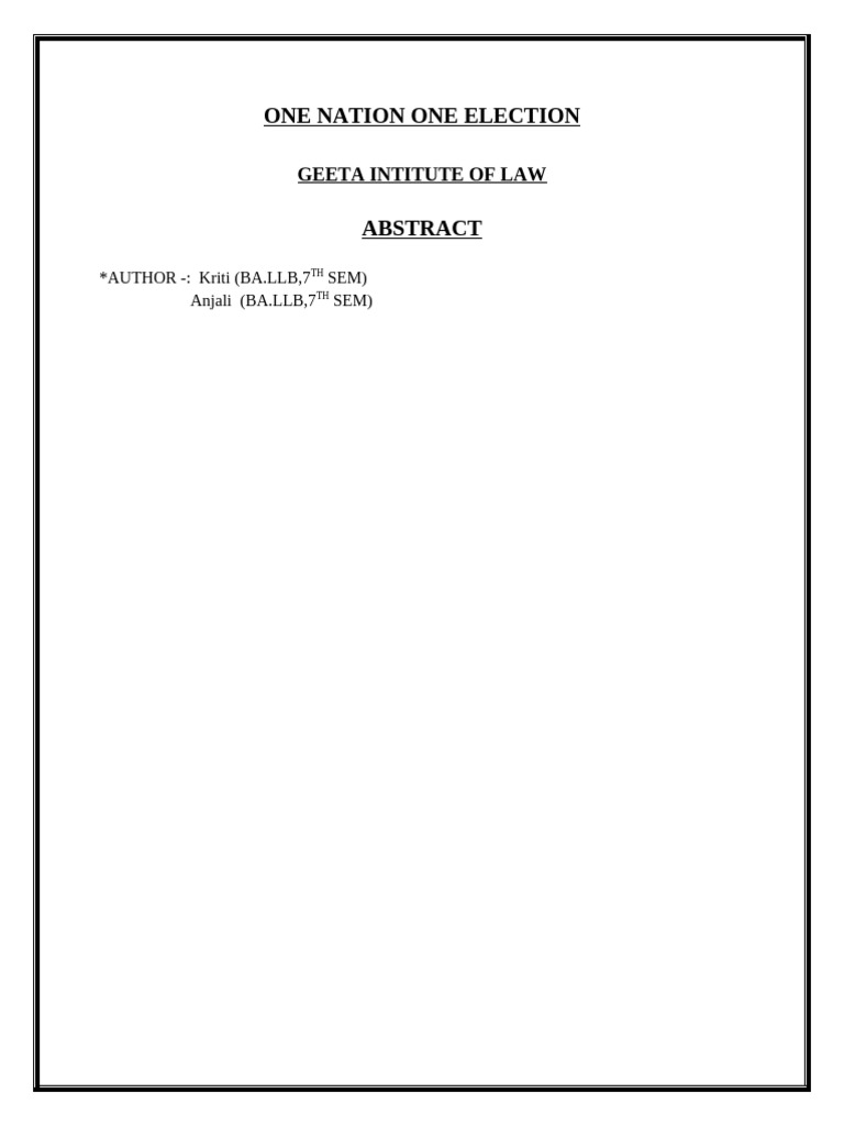One Nation One Election | PDF