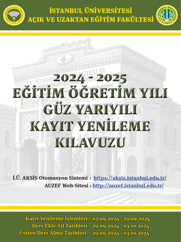 2024 2025 Guz Yariyili Kayit Yenileme Kilavuzu | PDF 2024 2025 Guz Yariyili Kayit Yenileme Kilavuzu | PDF