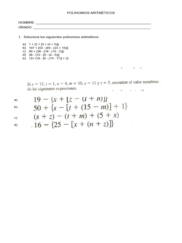 Taller Polinomios Aritmeticos | PDF