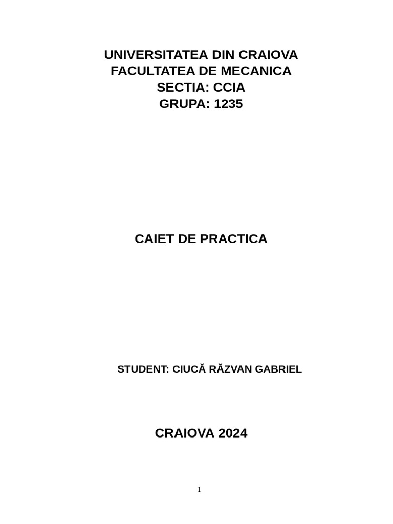 Caiet Practica Alis | PDF