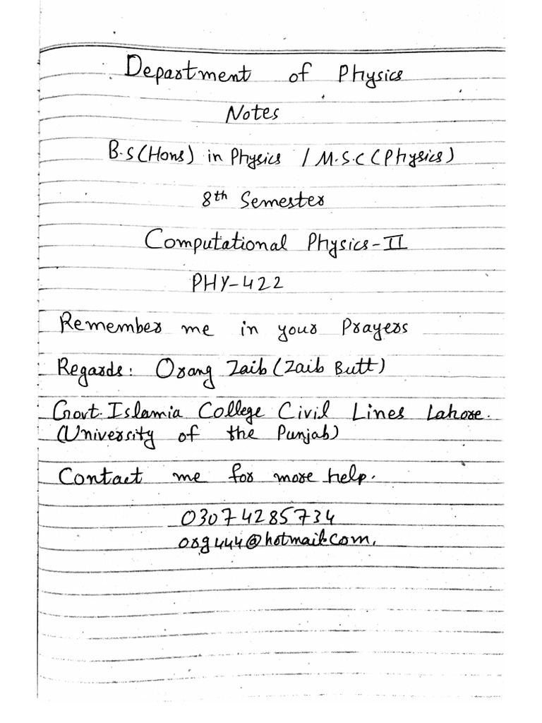 Computational Physics-II PHY-422 | PDF