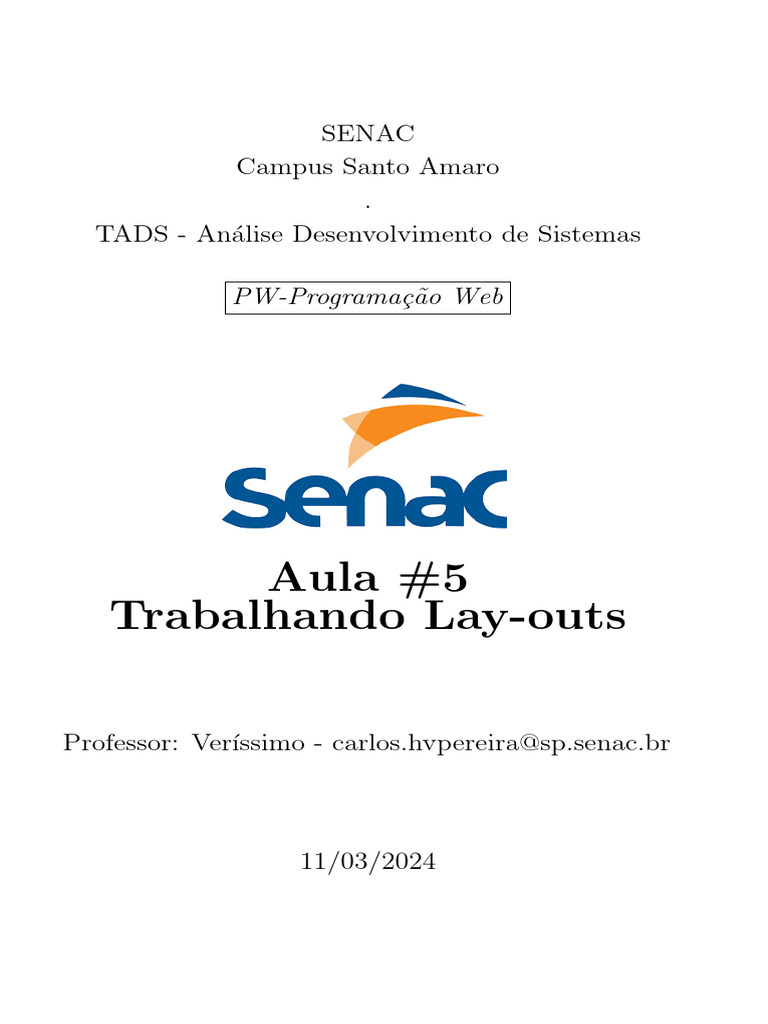 PWMB 2024 1 Aula 05 Trabalhando Lay Outs | PDF