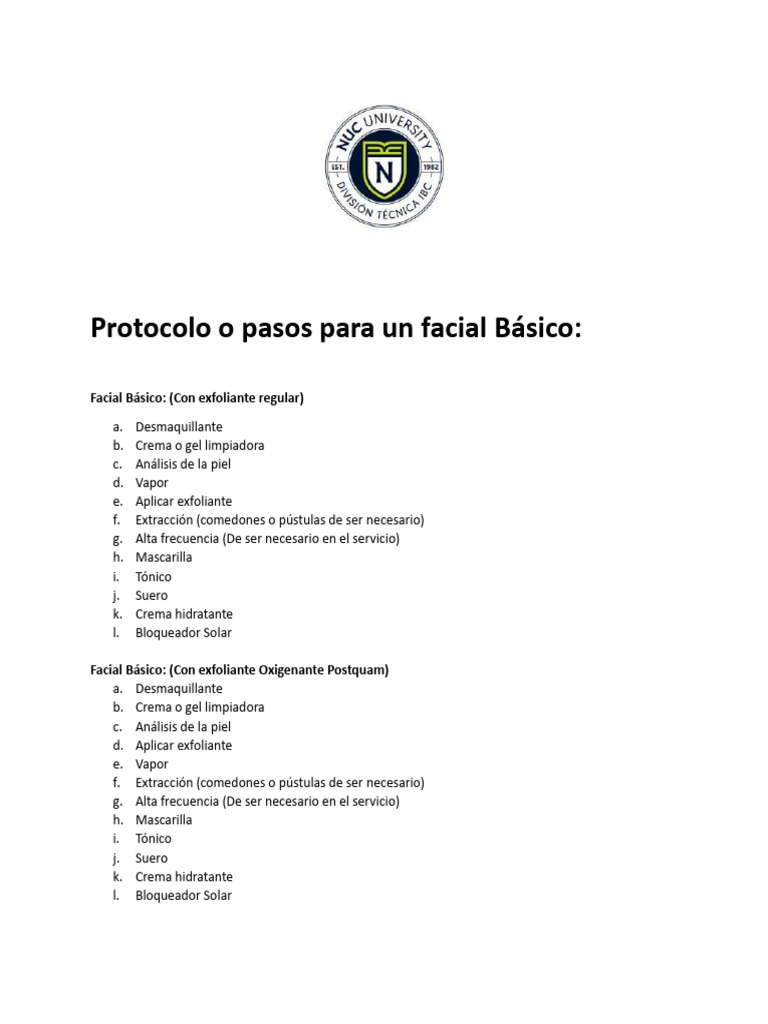 Protocolo o Pasos para Un Facial Básico | PDF