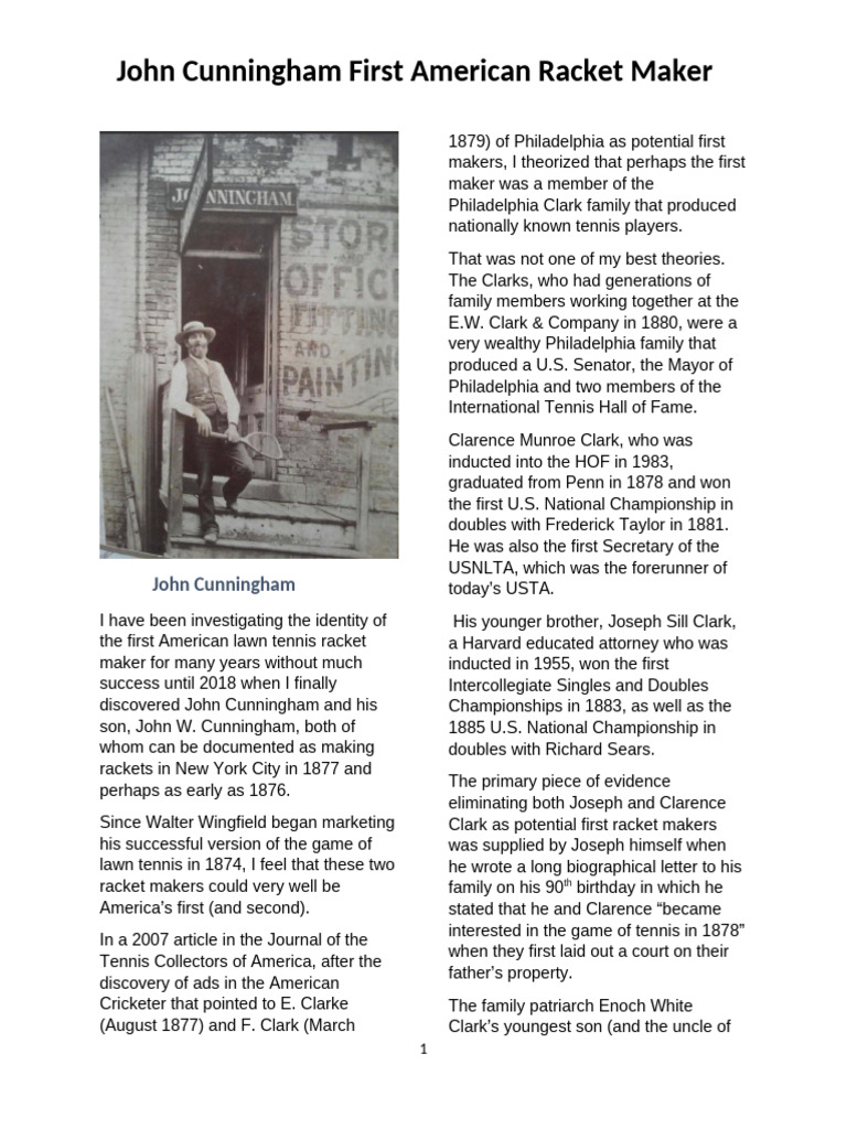 John Cunningham First American Racket Maker | PDF