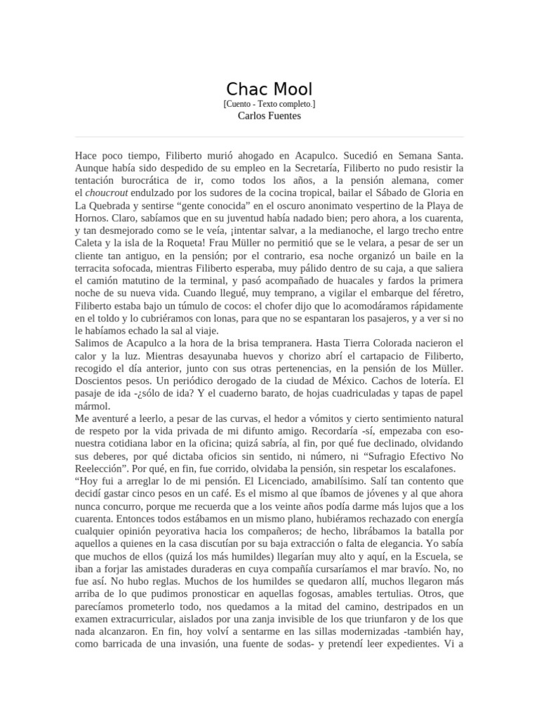 Chac Mool. Y OTROS CUENTOS Docx | PDF | México | Novela negra, policíaca y suspenso