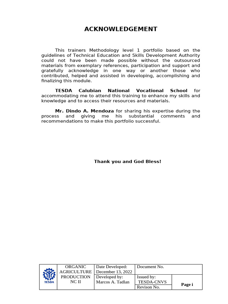 ACKNOWLEDGEMENT | PDF