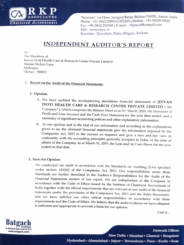 Independent Audit Report for Jeevan Jyoti | PDF | Audit | Finance & Money Management