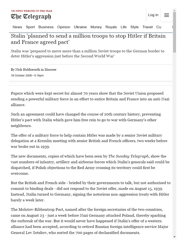 Stalin 'Planned To Send A Million Troops To Stop Hitler If Britain and ...