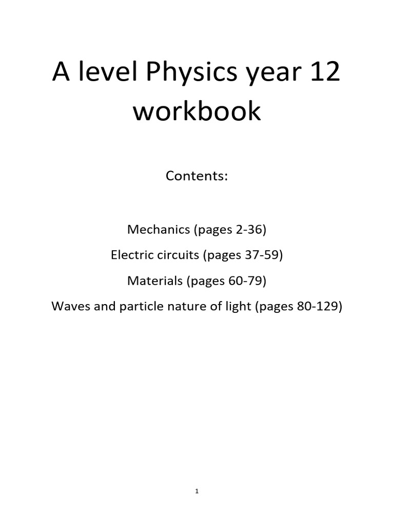 Y12 Workbook | PDF