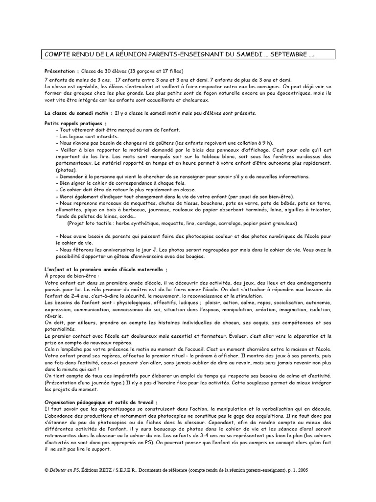 Réunion Parents | PDF