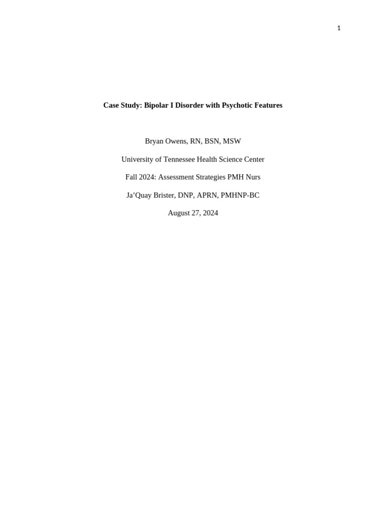 Assignment 2 Mood Disorders Case Studies (Live Simulation) | PDF