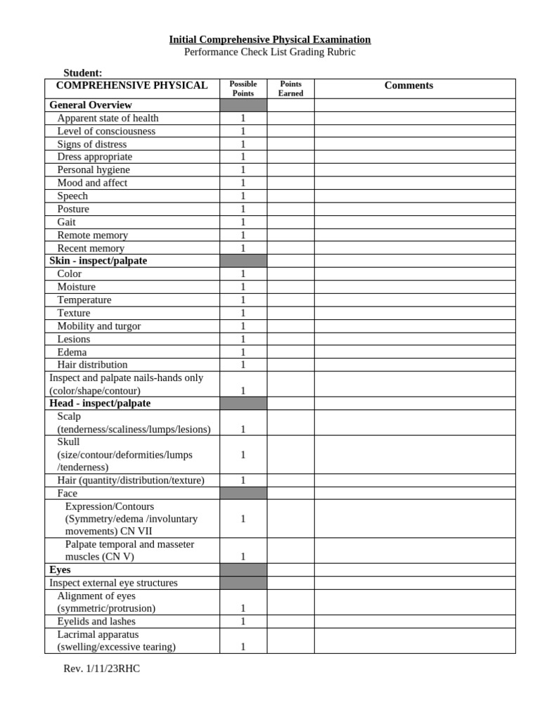 Initial OSCE Rubric-2024 F | PDF