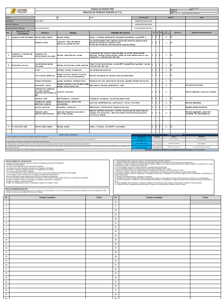 3.-Copia de ATS - Excavación Manual ............... | PDF