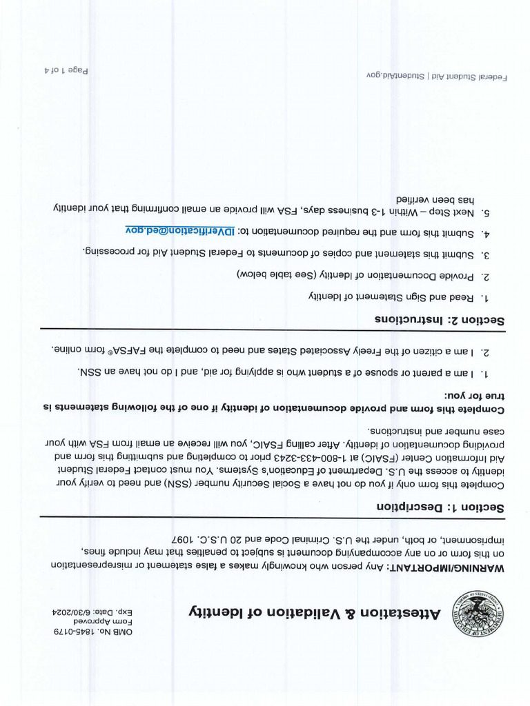 Signed Attestation & Validation of Identity Form | PDF