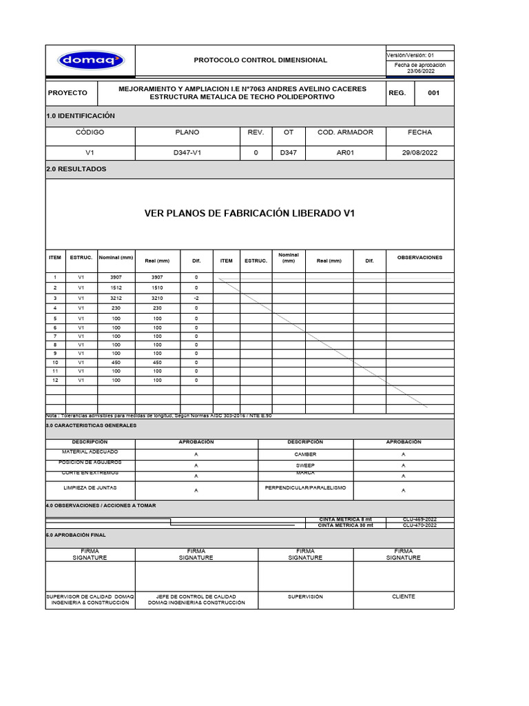 Protocolo Dimensional Polideportivo | PDF