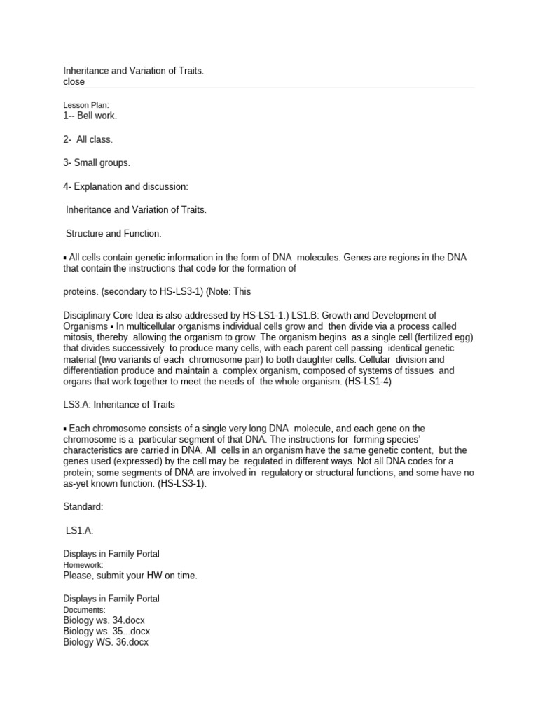 Understanding Inheritance and Traits | PDF | Cell (Biology) | Science ...