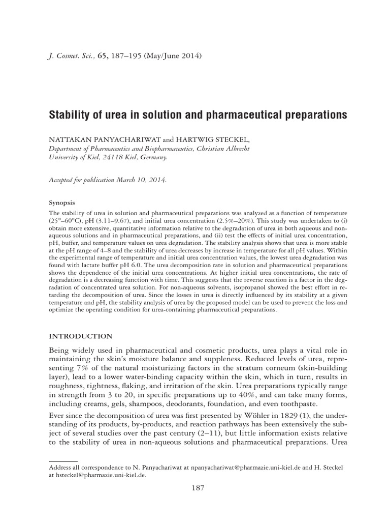 Urea Solution Stability Pharmaceutical Preparations | PDF | Buffer ...