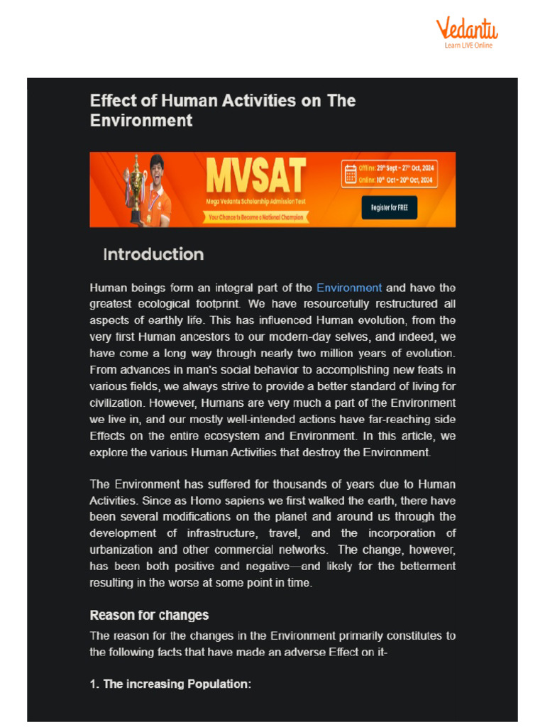 Effect of Human Activities On The Environment | PDF
