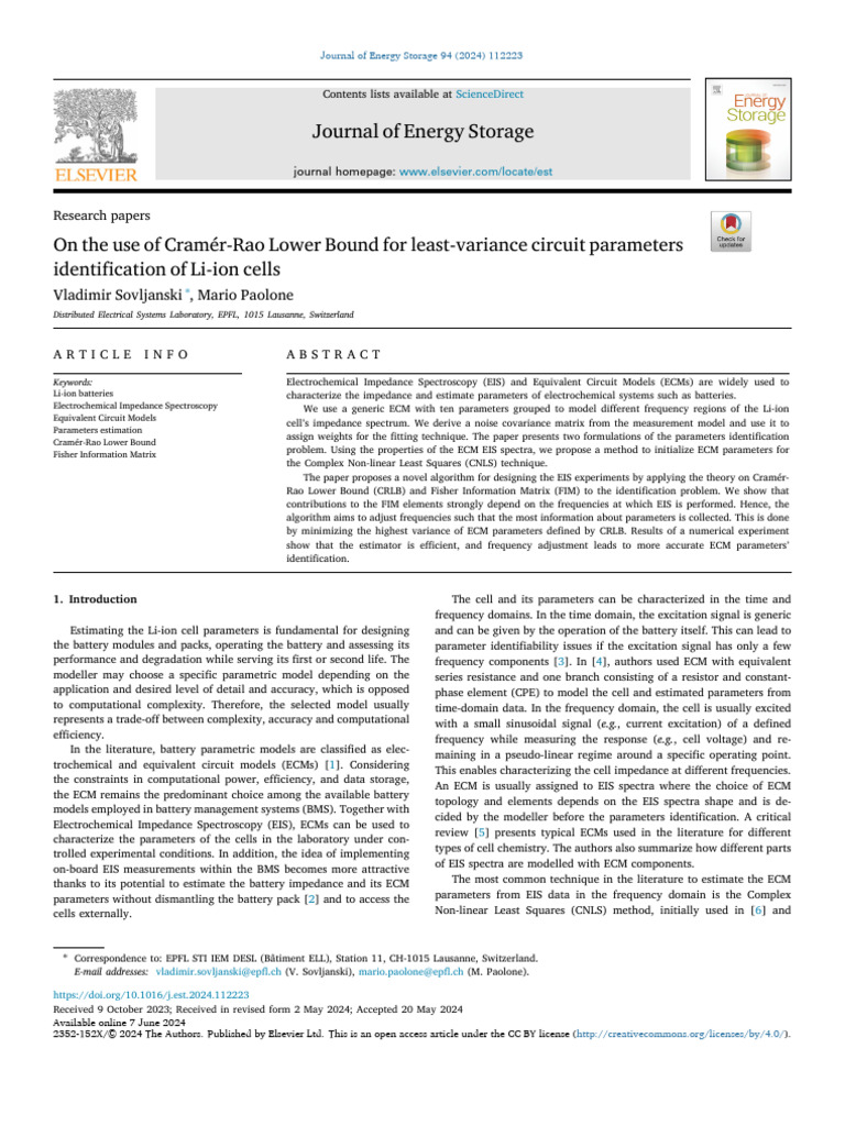 On The Use of Cramér-Rao Lower Bound For Least-Variance Circuit Parameters Identification of Li ...