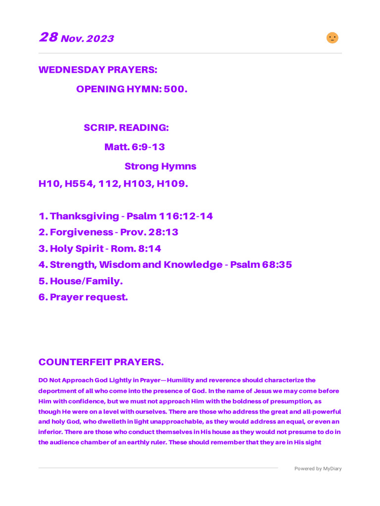 Wednesday Prayer. | PDF