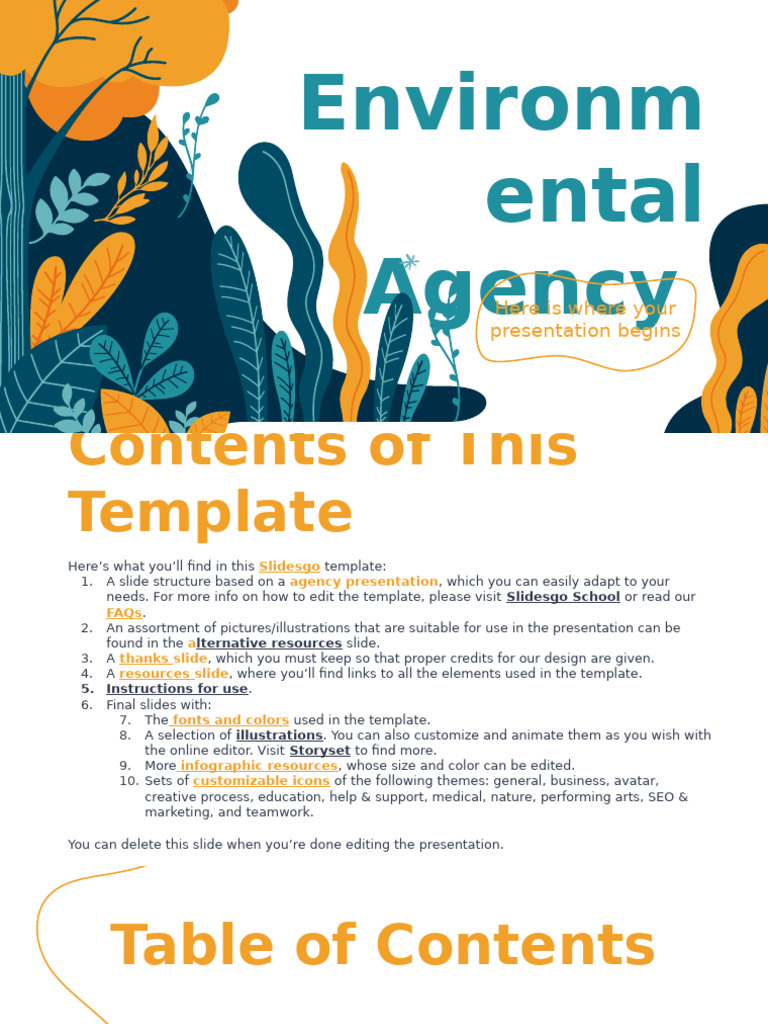 Environmental Agency XL by Slidesgo | PDF