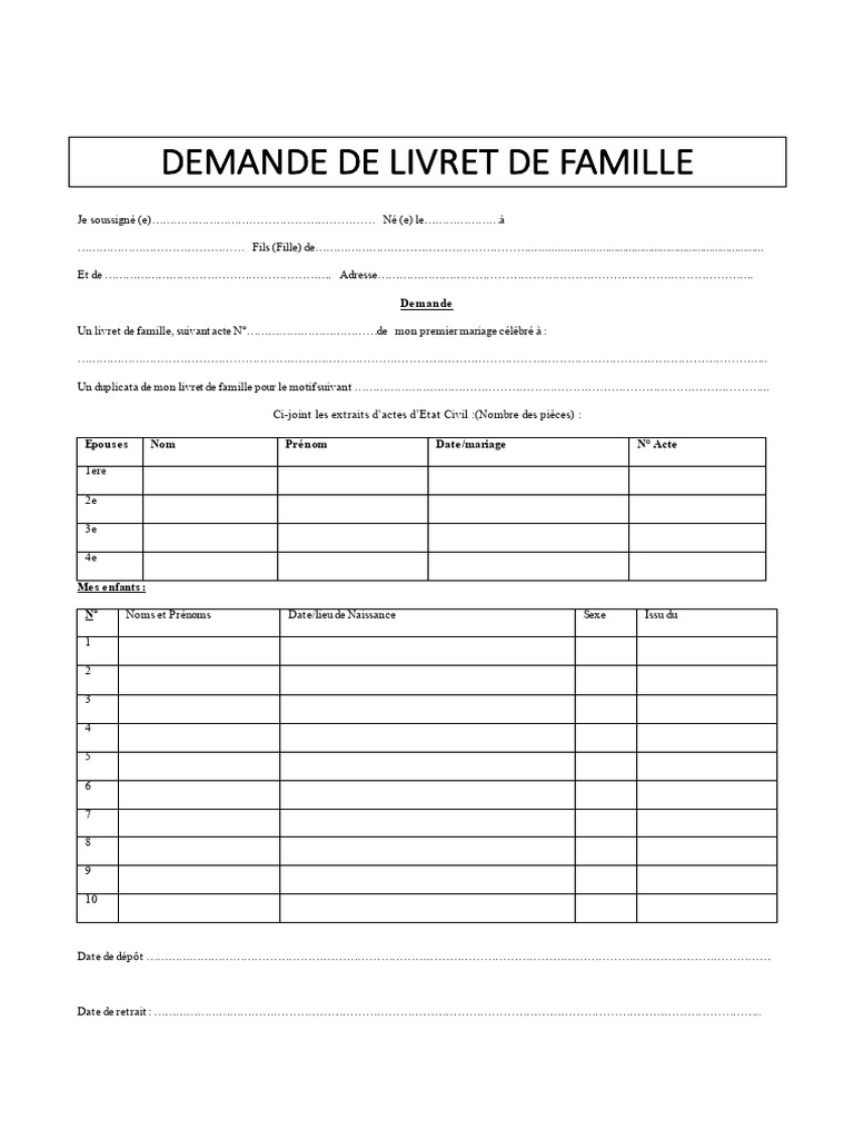 Demande Livret de Famille | PDF