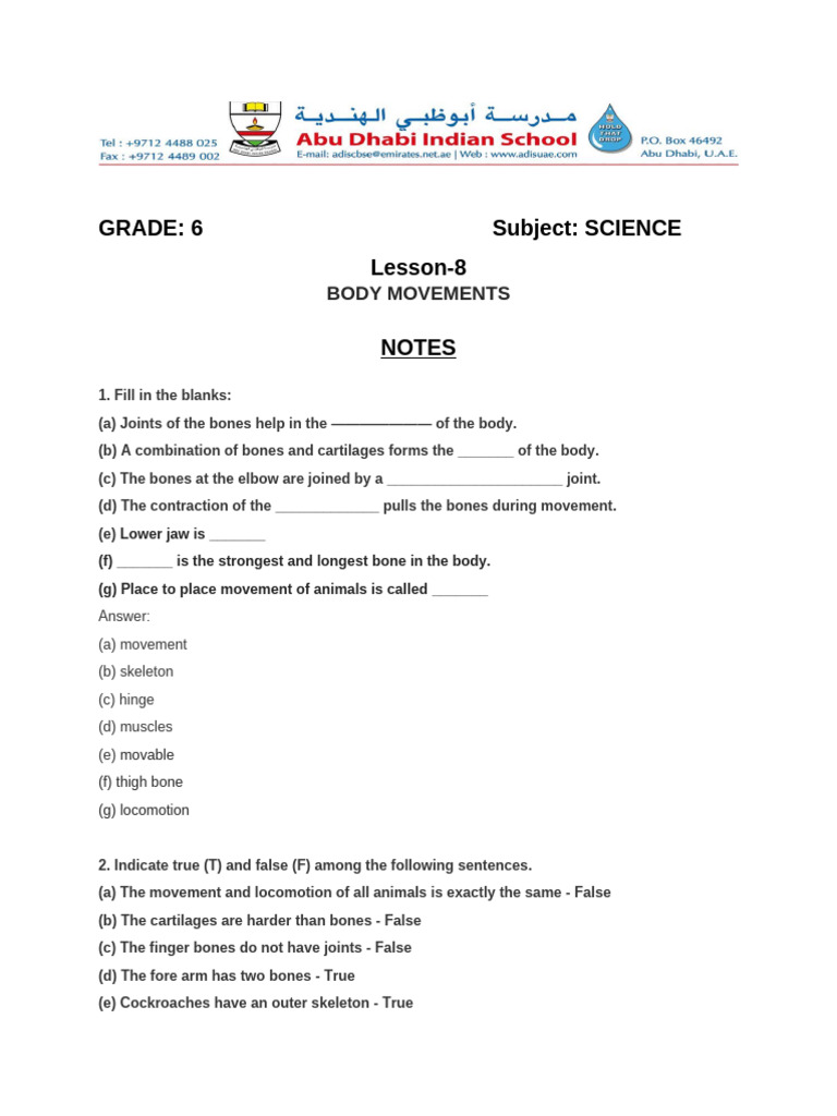Notes Body Movements | PDF