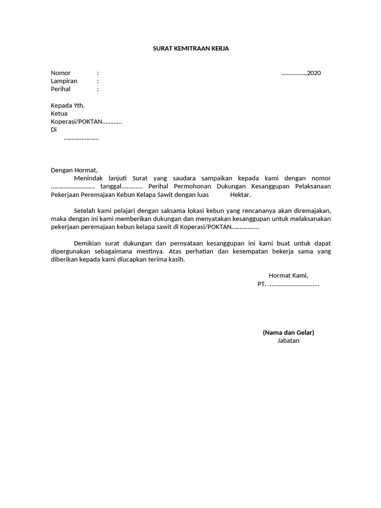 Surat Kemitraan Kerja Pdf