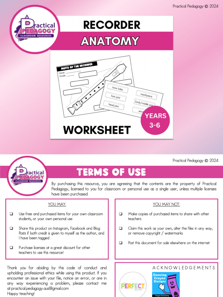 MusicRecorderAnatomyAssessmentWorksheet-1 | PDF
