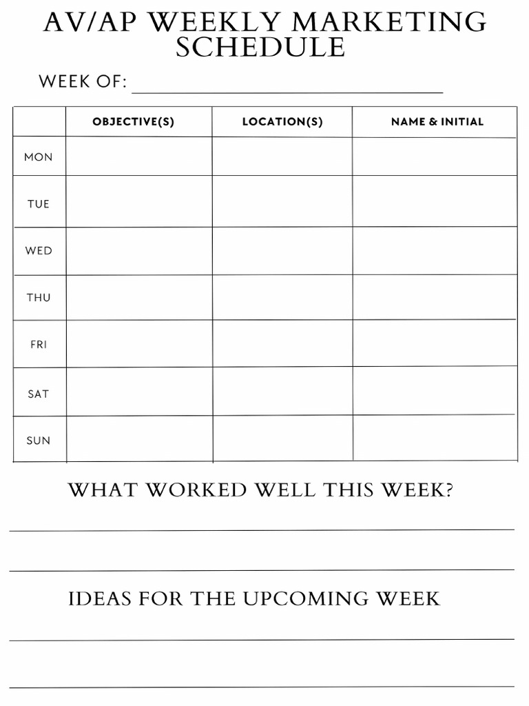 Av+ap Marketing Schedule | PDF