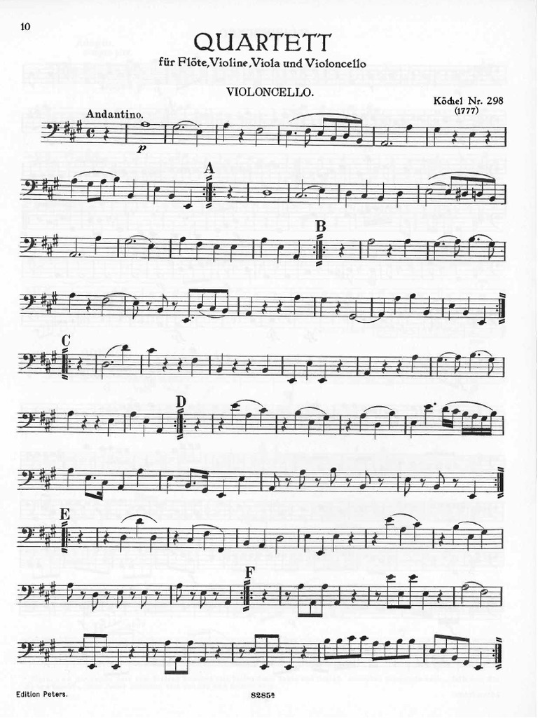 MOzart Quartet A - Cello | PDF
