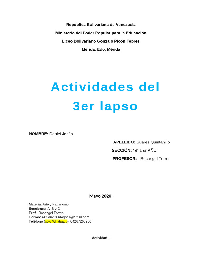 Arte y Patrimonio III Lapso | PDF