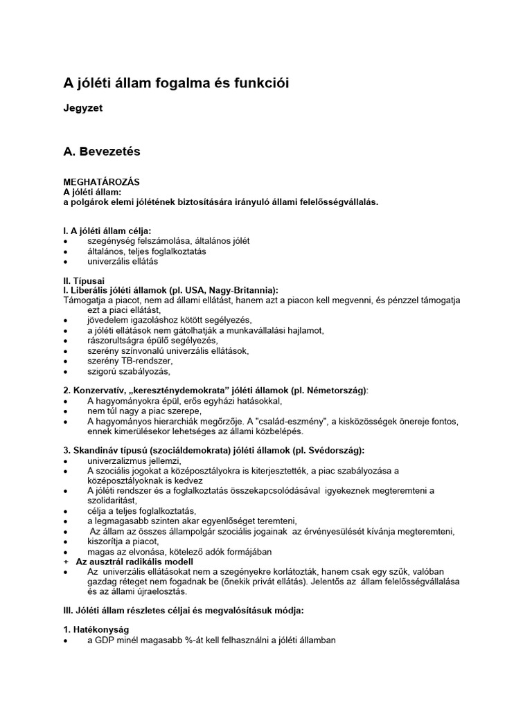 A Jóléti Állam | PDF