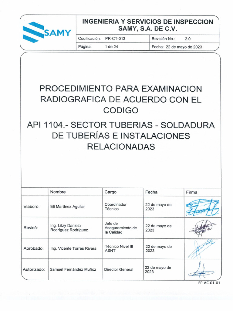 Pr-ct-013 API 1104 Radiografia (1) | PDF