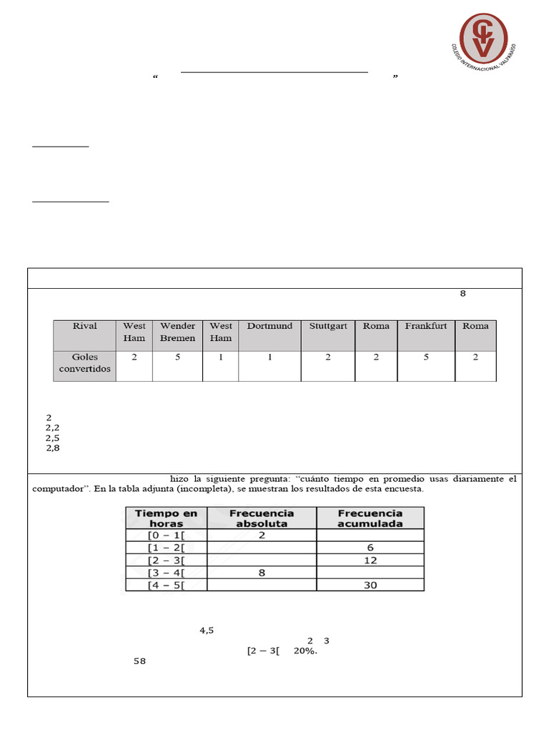 Prueba-Ensayo IV Estadística 4°M (Formato 1) | PDF