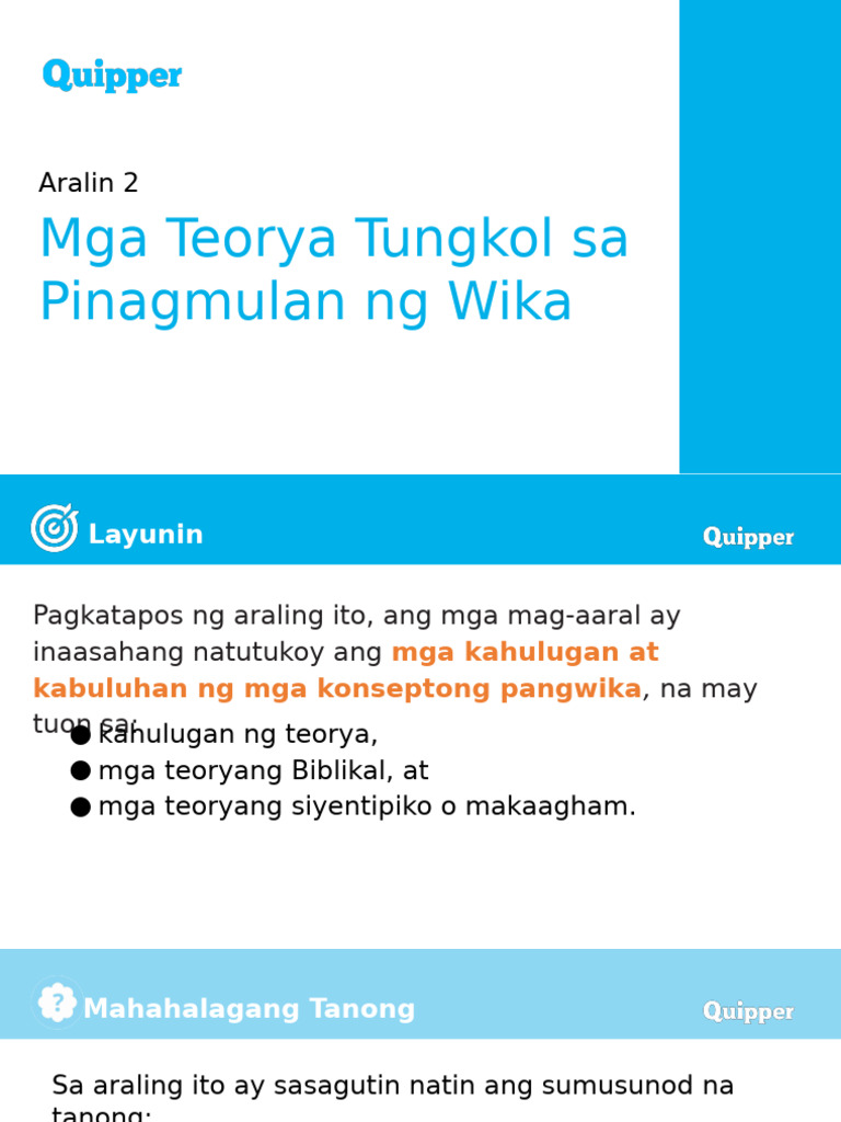 Teorya NG Pinagmulan NG Wika | PDF