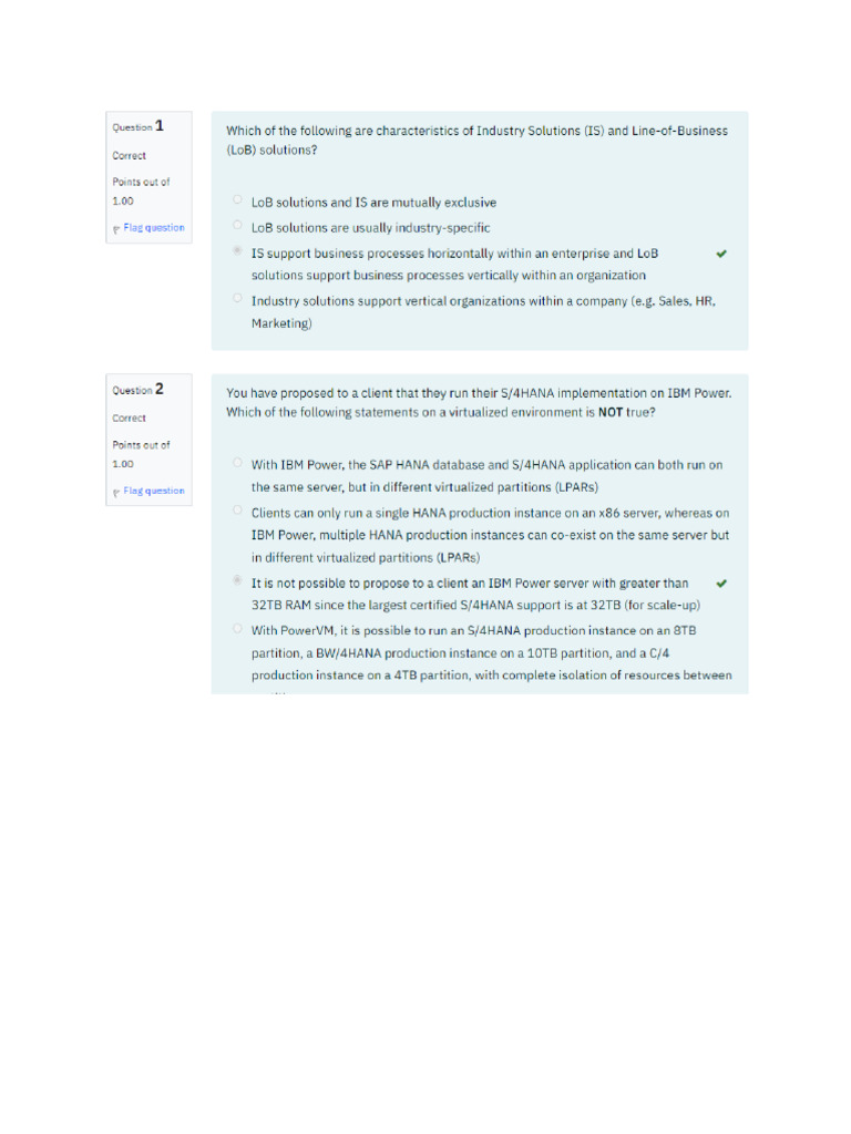 SAP HANA On IBM Power Level 1 | PDF