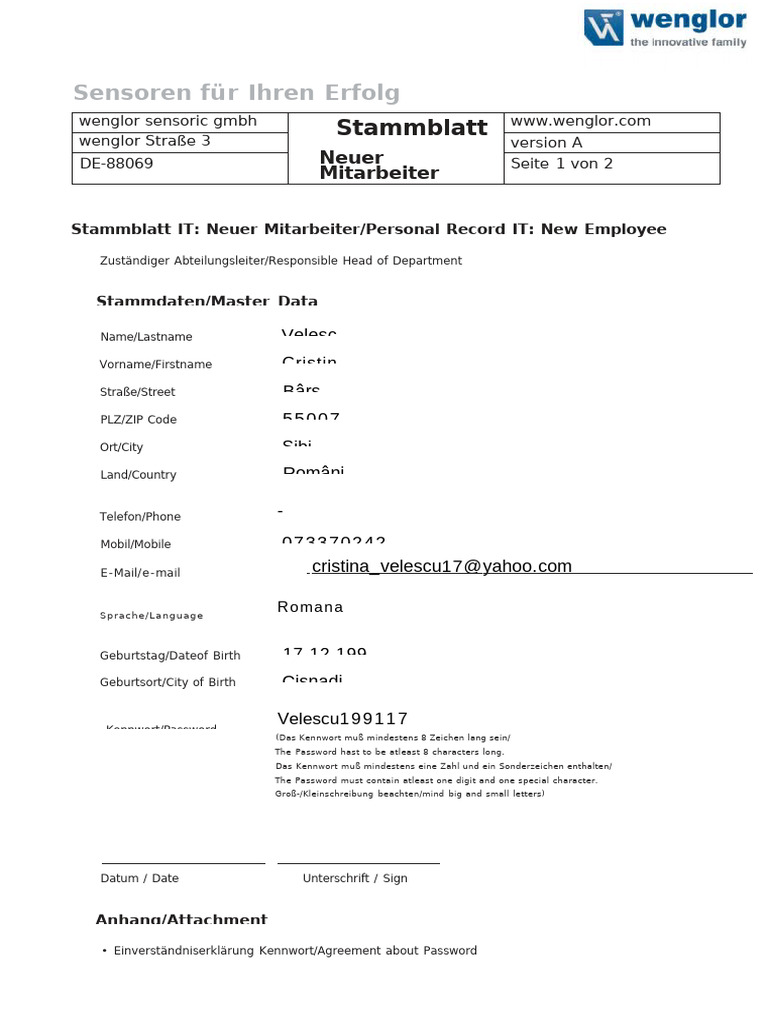 Anexa - 2 - Formular IT - Angajat | PDF