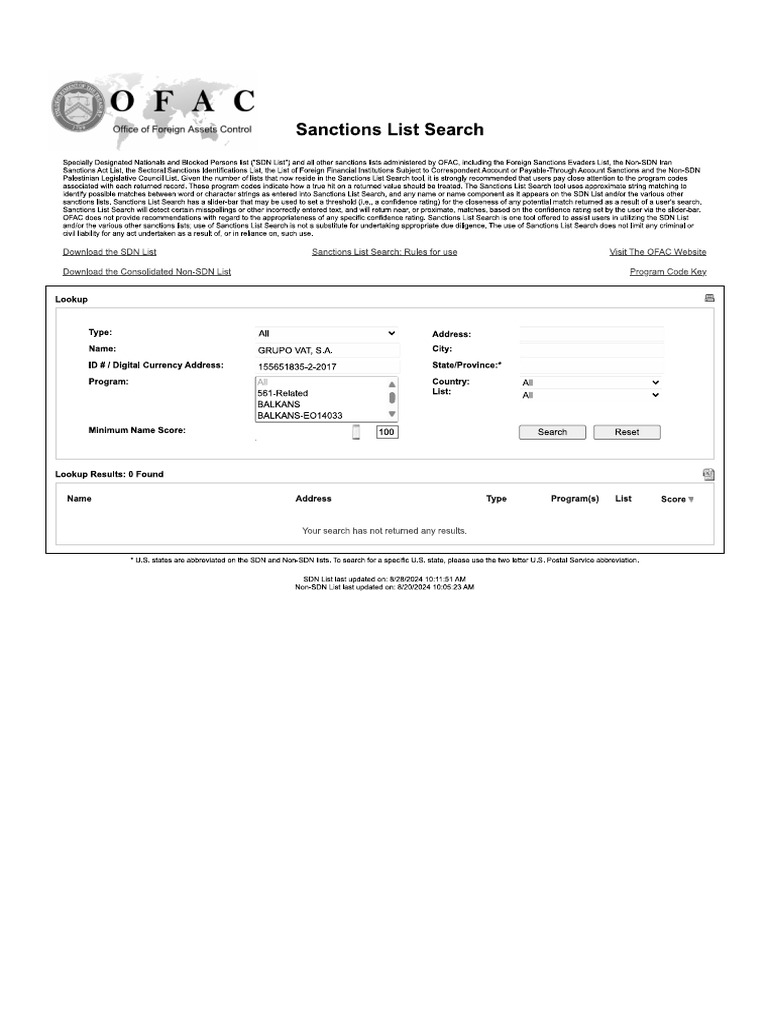 Ofac - Grupo Vat, S.A. | PDF