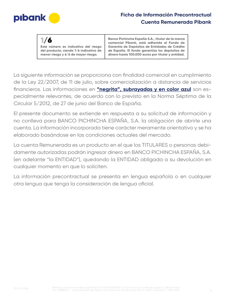 Informacion Precontractual | PDF