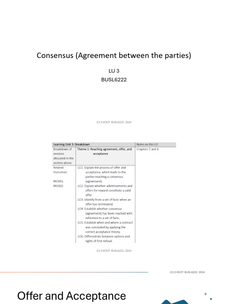 LU 3 - Consensus Agreement Between The Parties | PDF