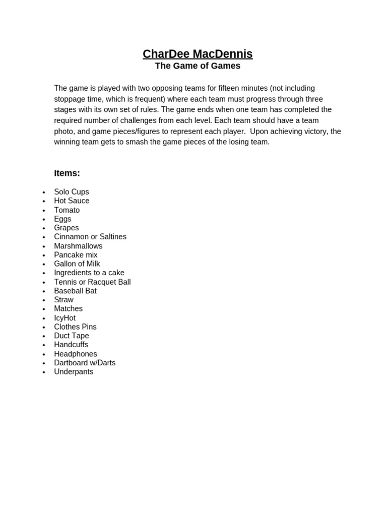 CharDee MacDennis Rules | PDF