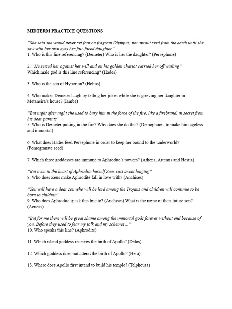 Midterm Practice Questions | PDF