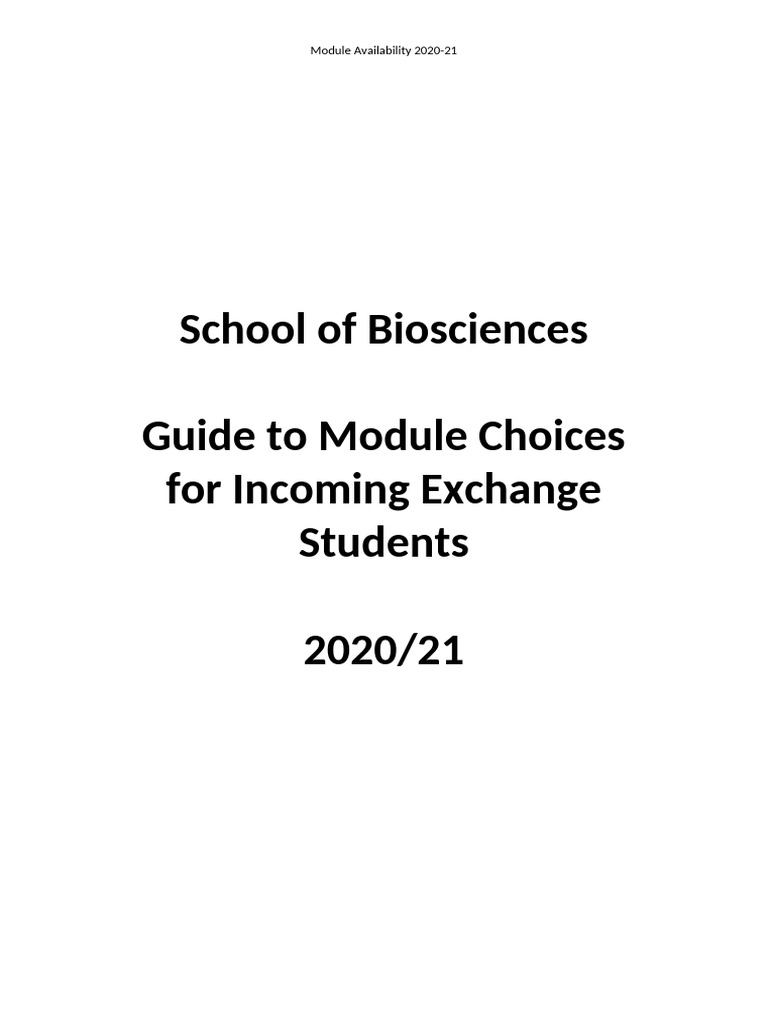 2020 21 Biosciences Module Description Booklet | PDF