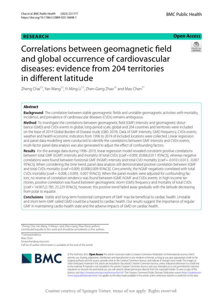 Correlations Between Geomagnetic Field and Global | PDF