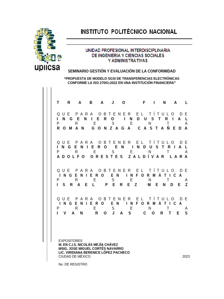 Formato 10. Portada de Trabajo Final | PDF