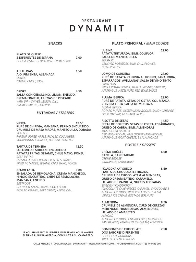 MENU Dynamit | PDF