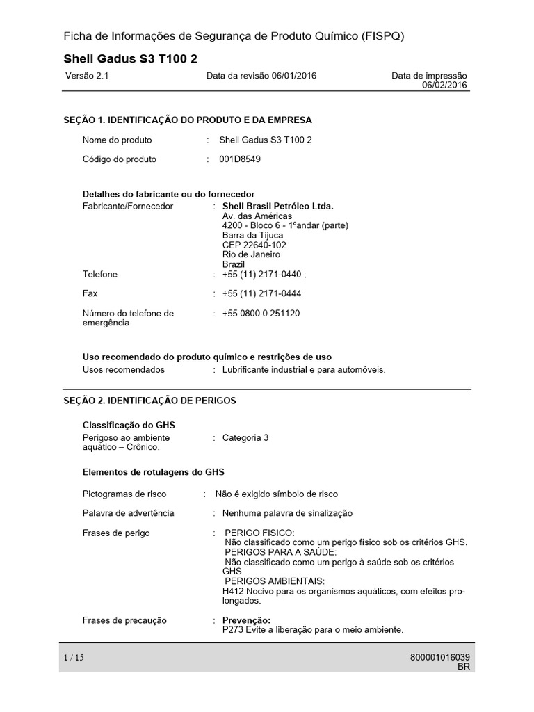 Shell Gadus S3 C - Shell Gadus S3 T100 2 | PDF