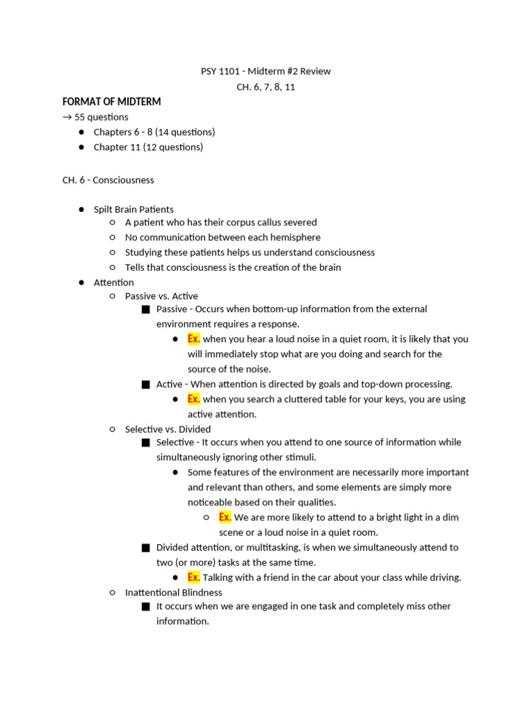 PSY 1101 - Midterm #2 Review | PDF