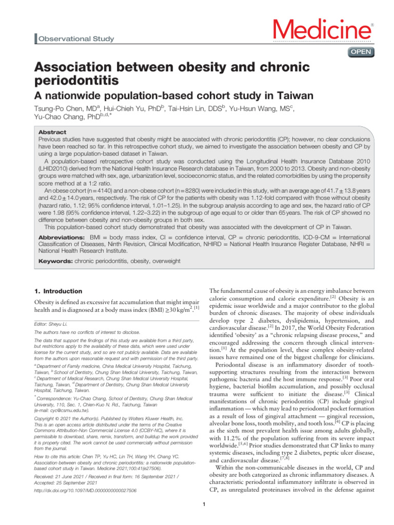 CO2 - Periodontitis and Obese | PDF